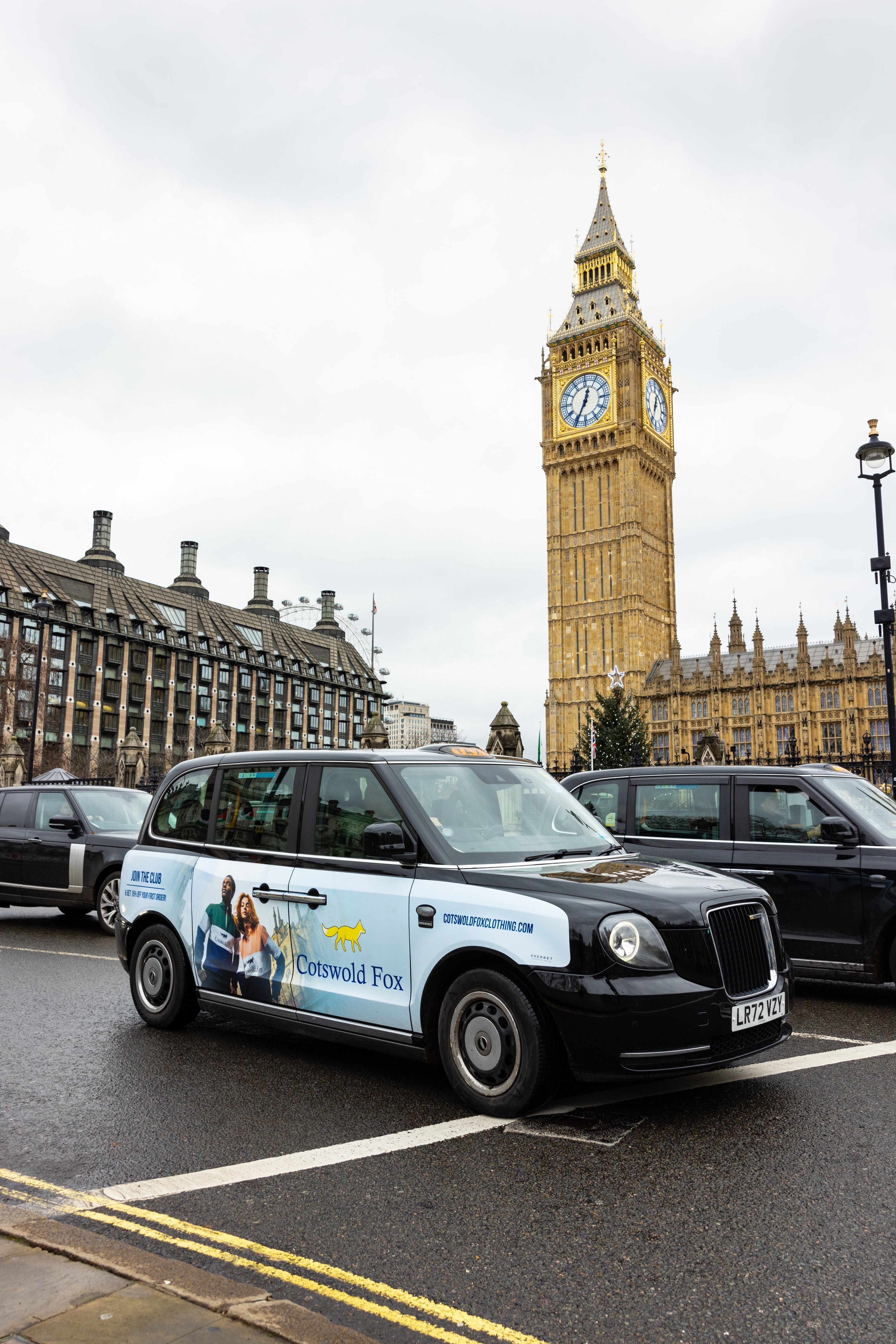 We branded up London taxis and billboards! – Cotswold Fox Clothing